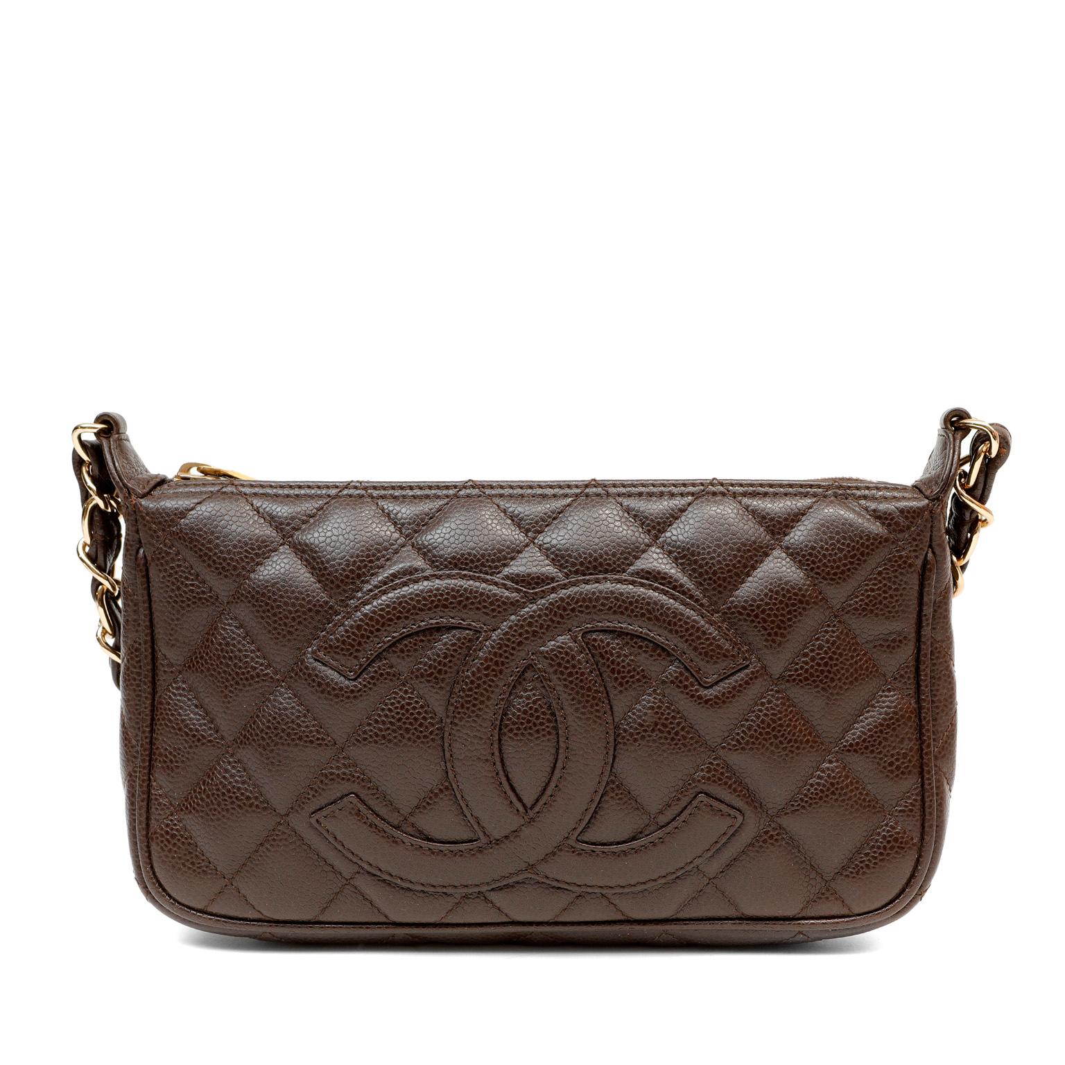 Chanel Brown Caviar Leather Timeless CC Shoulder Bag For Sale at ...