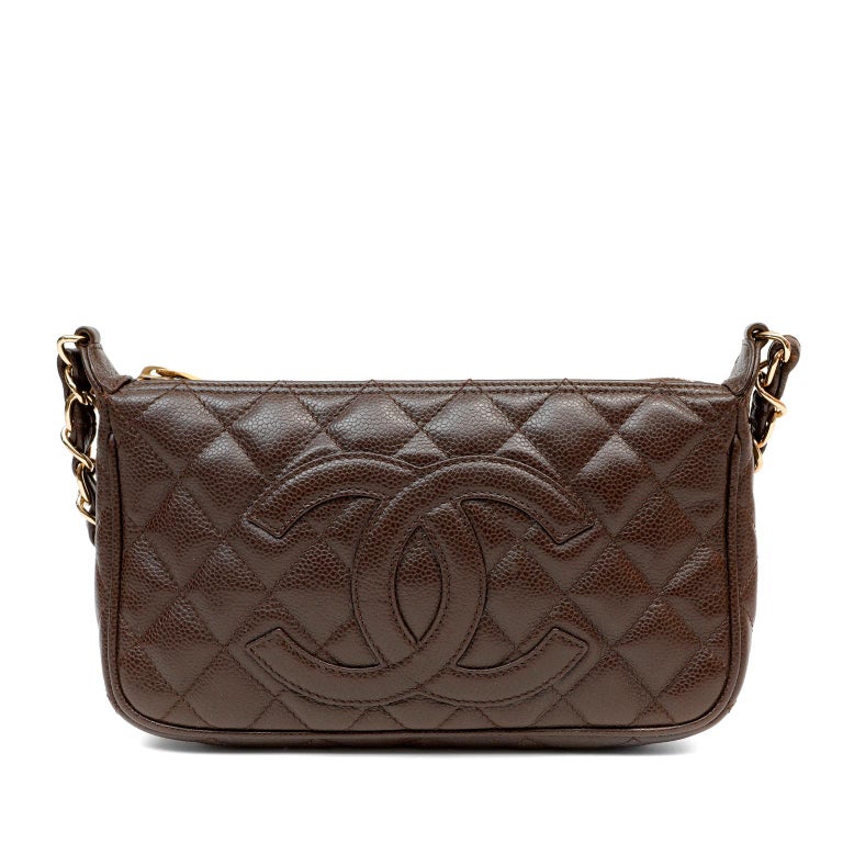 Chanel Brown Caviar Leather Timeless CC Shoulder Bag For Sale at 1stDibs