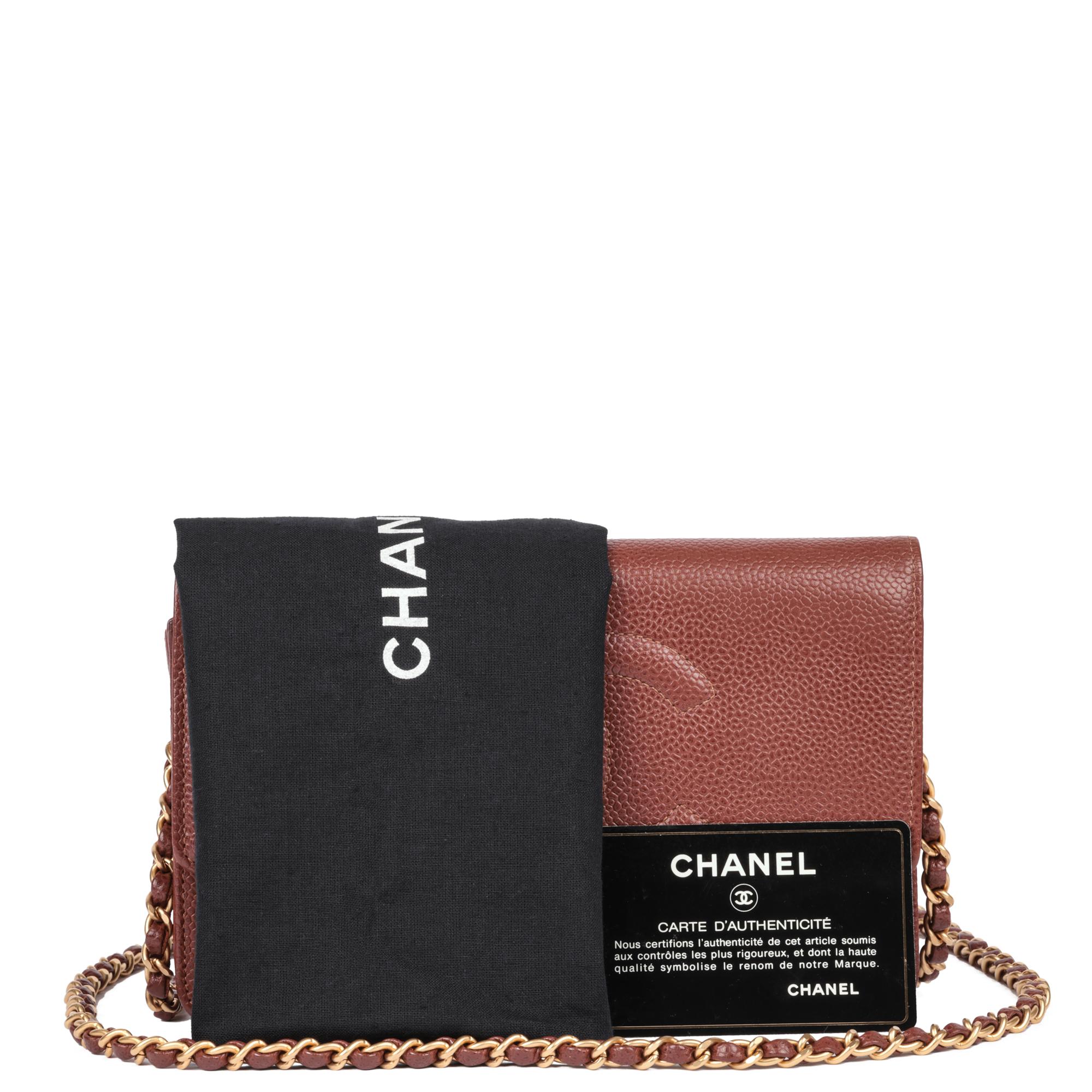 CHANEL Brown Caviar Leather Vintage Timeless Wallet-on-Chain at 1stDibs