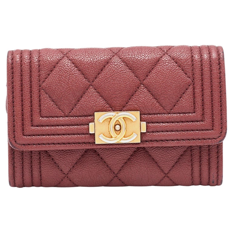 Chanel Brown Caviar Quilted Leather Boy Flap Card Holder For Sale at ...