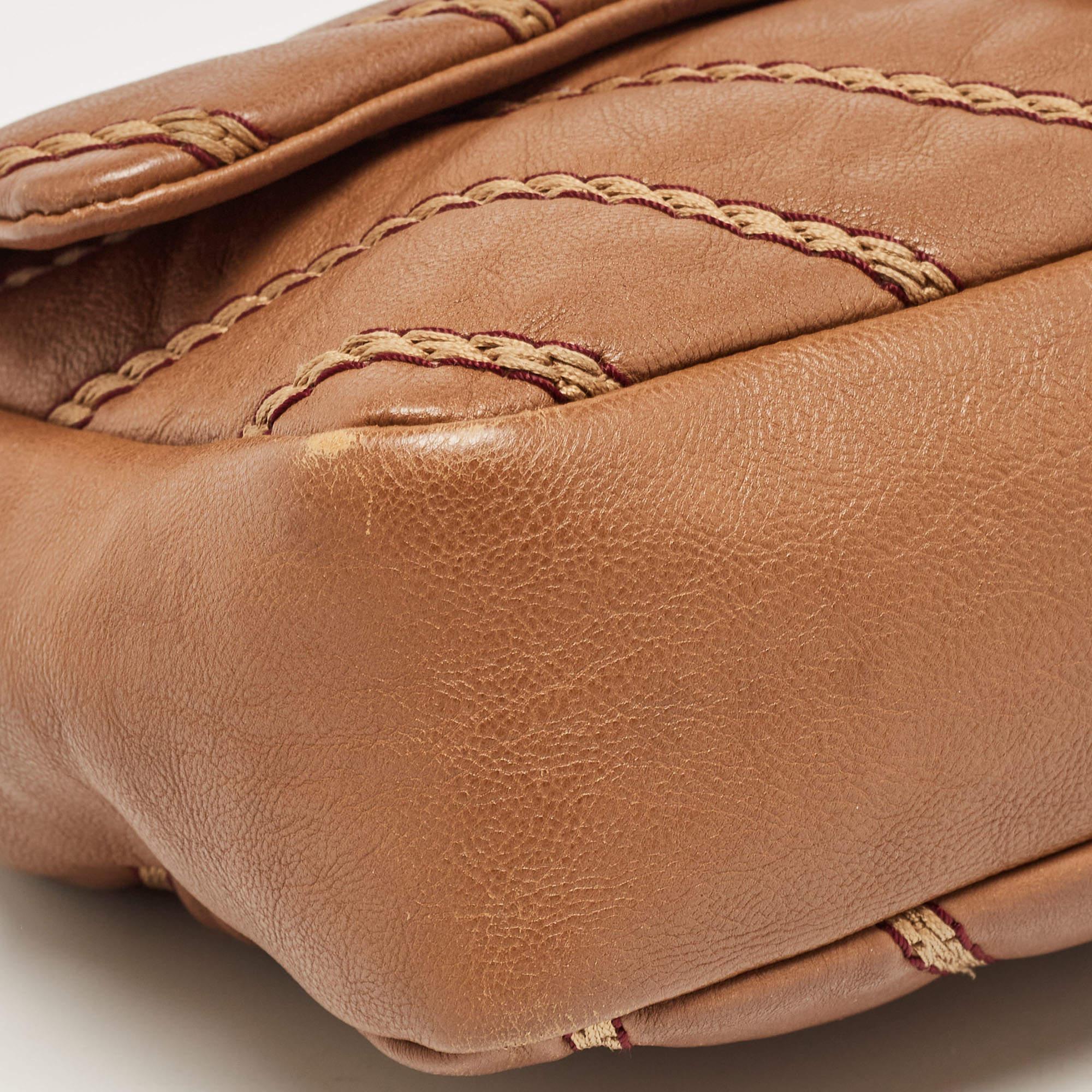Chanel Brown Chevron Stitched Leather Classic Top Handle Bag For Sale ...