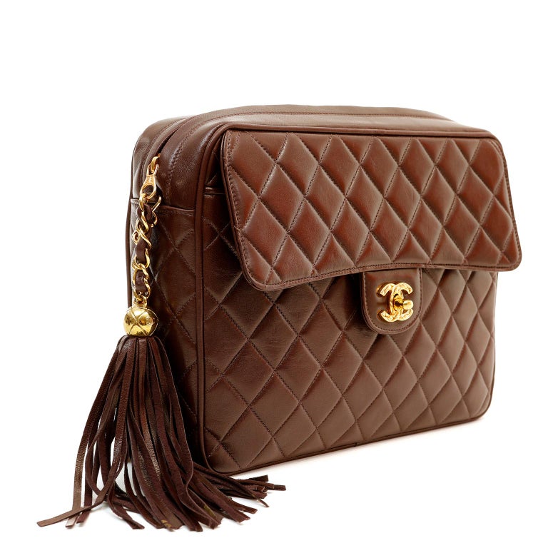 Chanel Brown Lambskin Vintage Camera Bag For Sale at 1stDibs