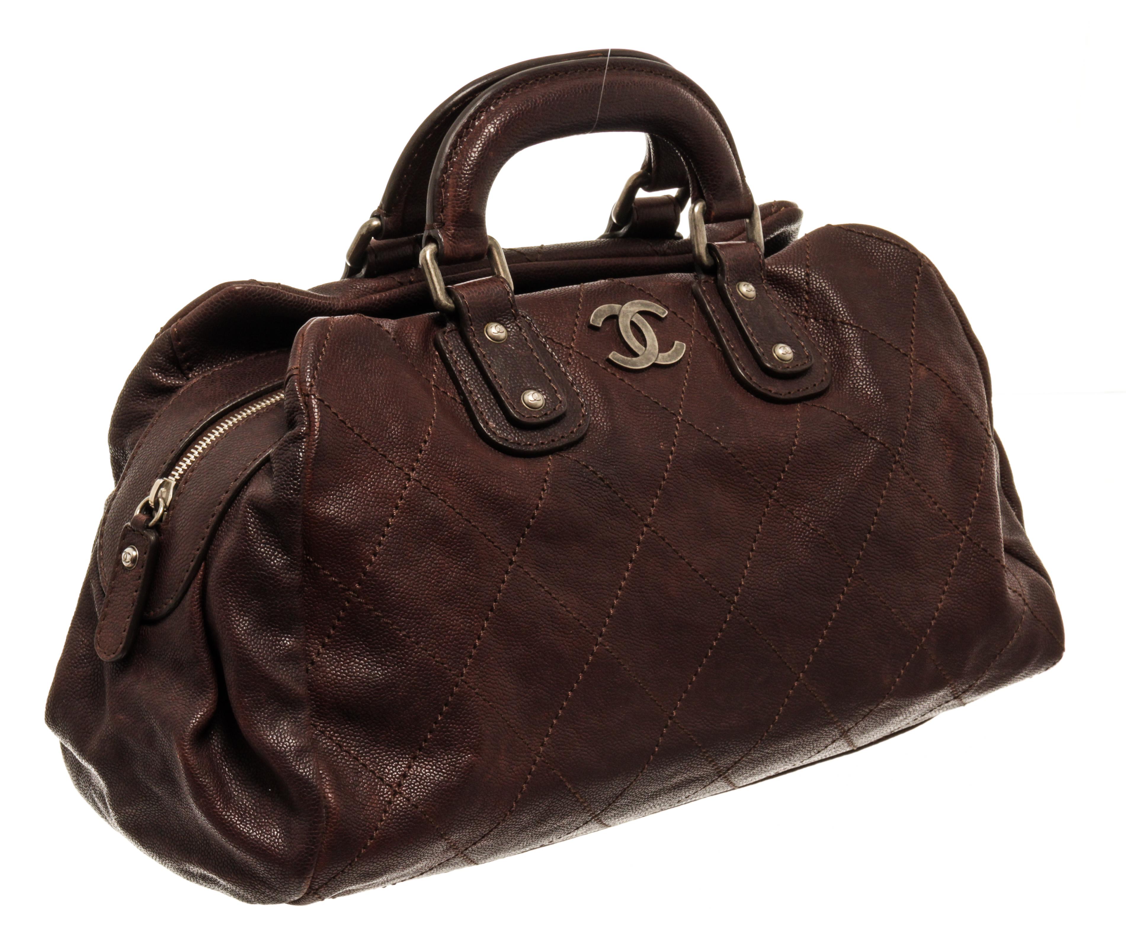 Chanel Brown Leather CC Handbag at 1stDibs