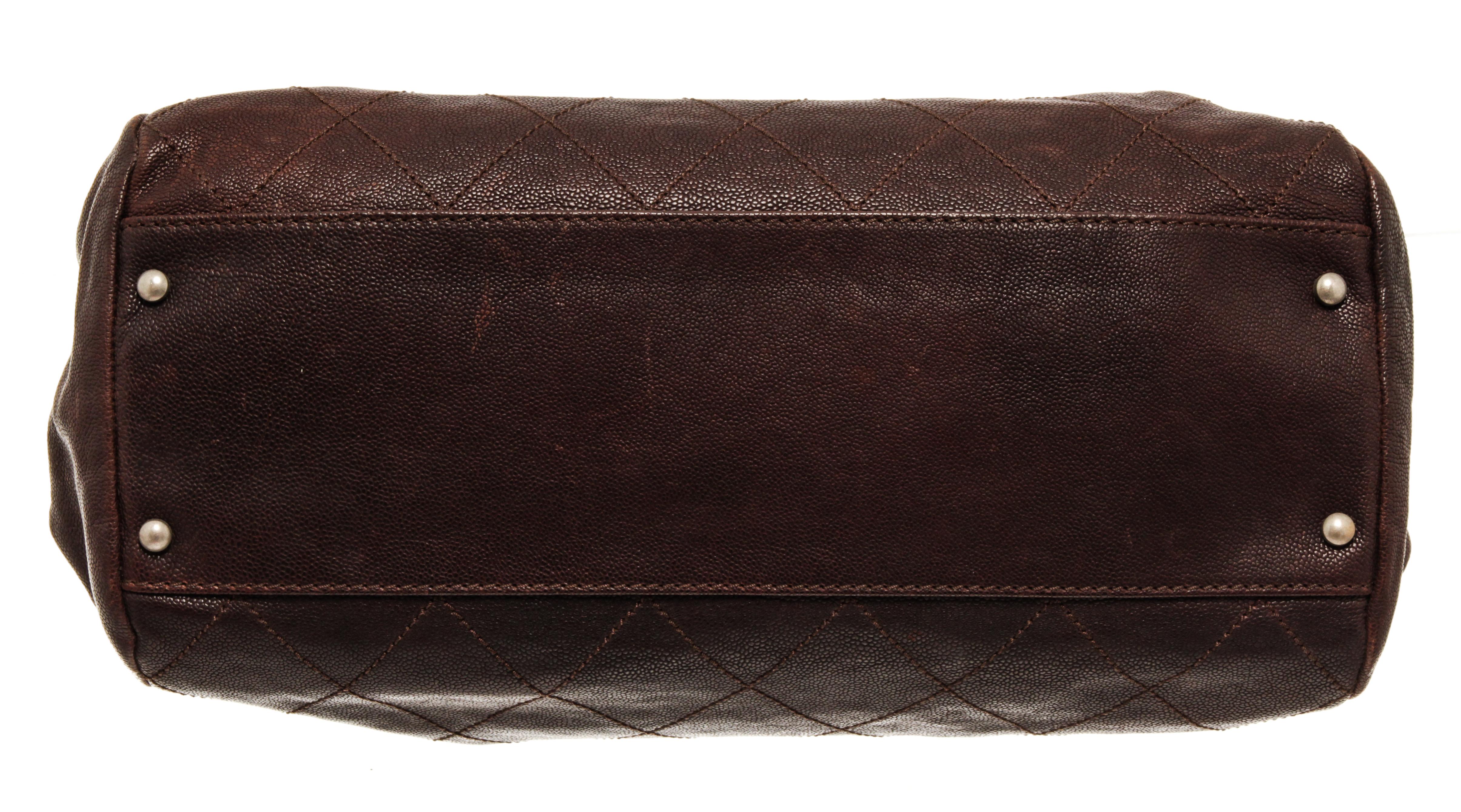 Chanel Brown Leather CC Handbag at 1stDibs