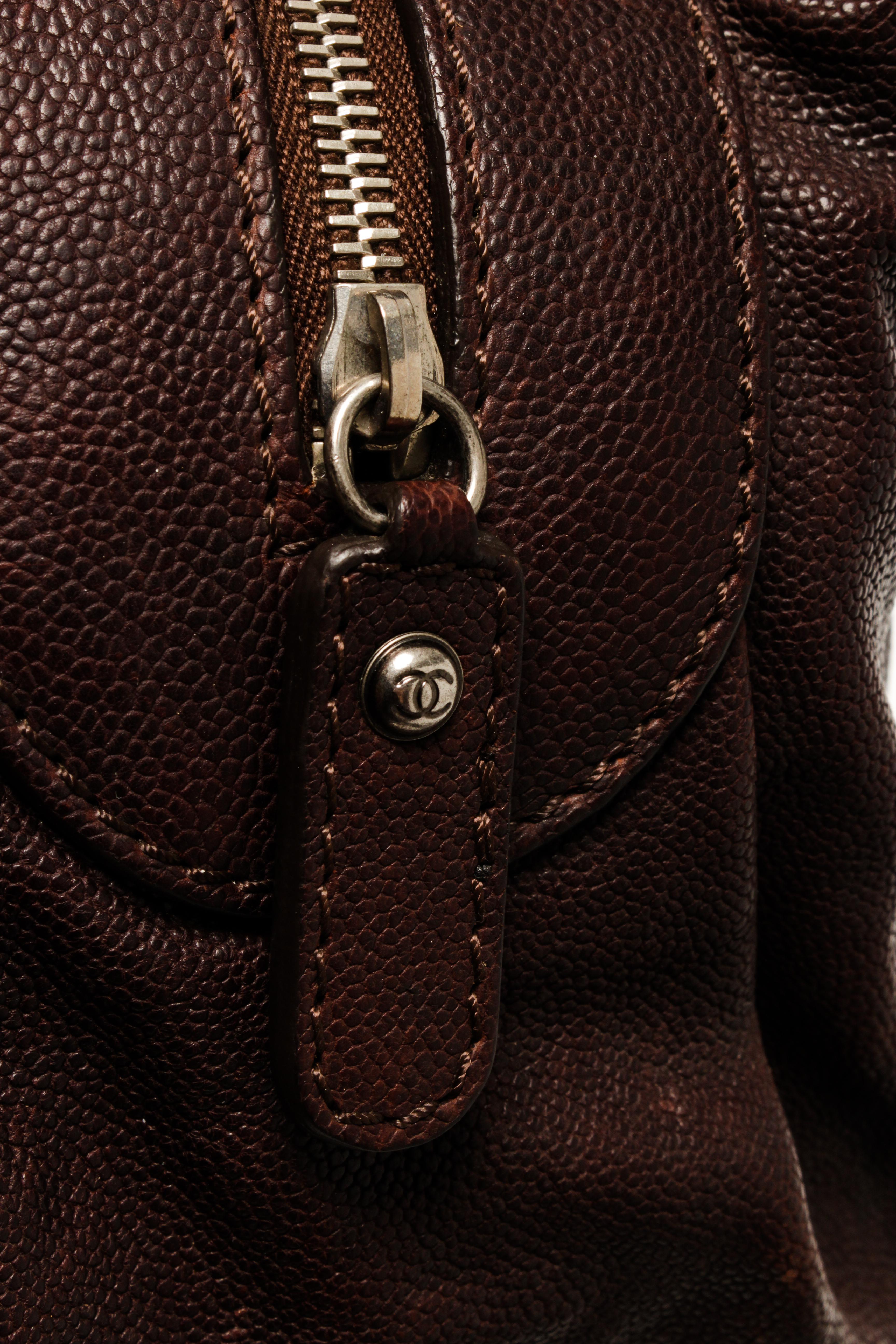 Chanel Brown Leather CC Handbag at 1stDibs