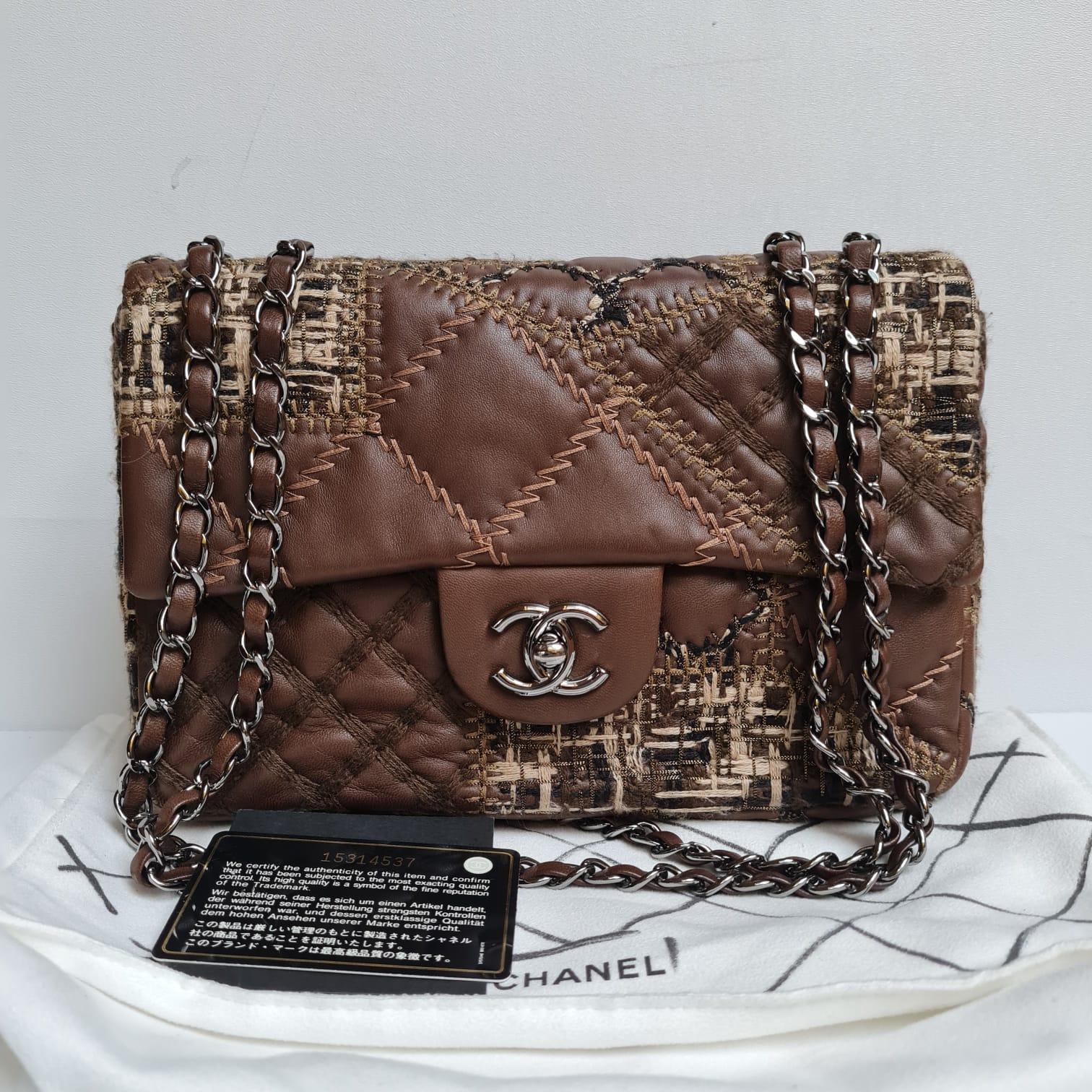 Chanel Brown Medium Patchwork Single Flapbag For Sale at 1stDibs