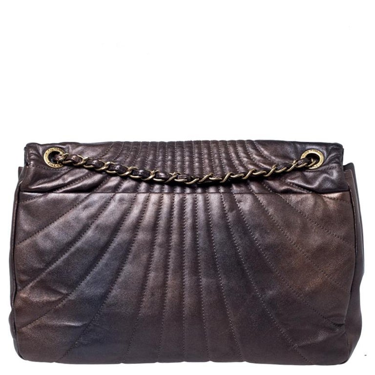 Chanel Brown Wave Quilted Leather Maxi Flap Bag For Sale at 1stDibs