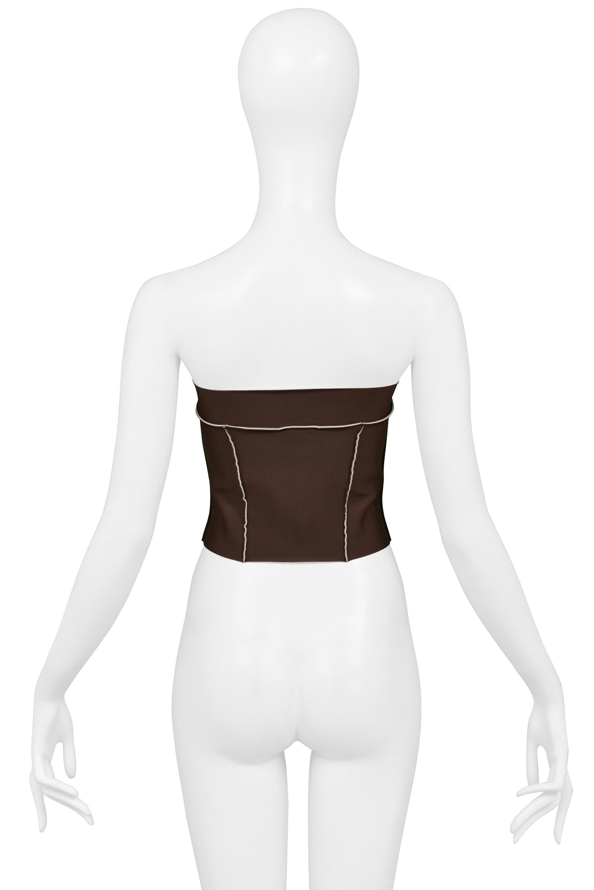 Chanel Brown and White Neoprene Corset Top SS 1999 For Sale at 1stDibs