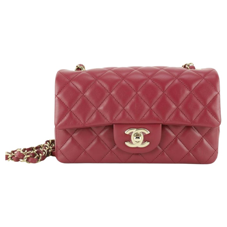 Chanel Burgundy Quilted Lambskin Mini Classic Flap 3CJ104 For Sale at ...