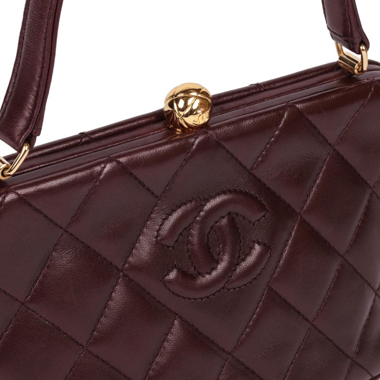 CHANEL Burgundy Quilted Lambskin Timeless Top Handle Frame Bag at 1stDibs