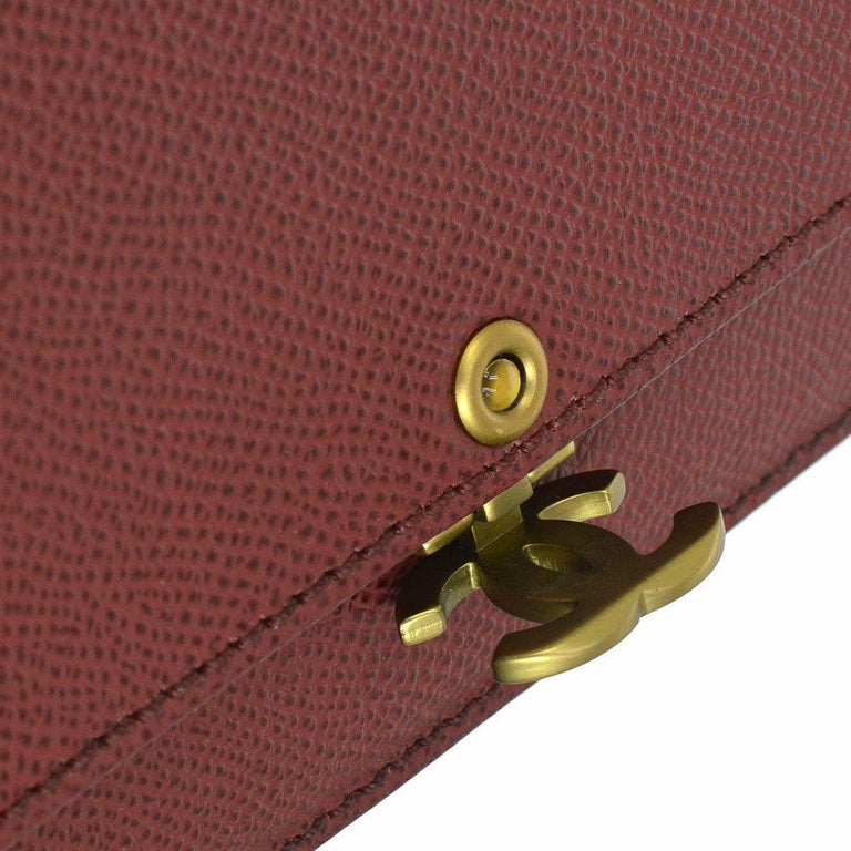 Chanel Burgundy Red Leather Gold Wallet on Chain WOC Evening Shoulder ...
