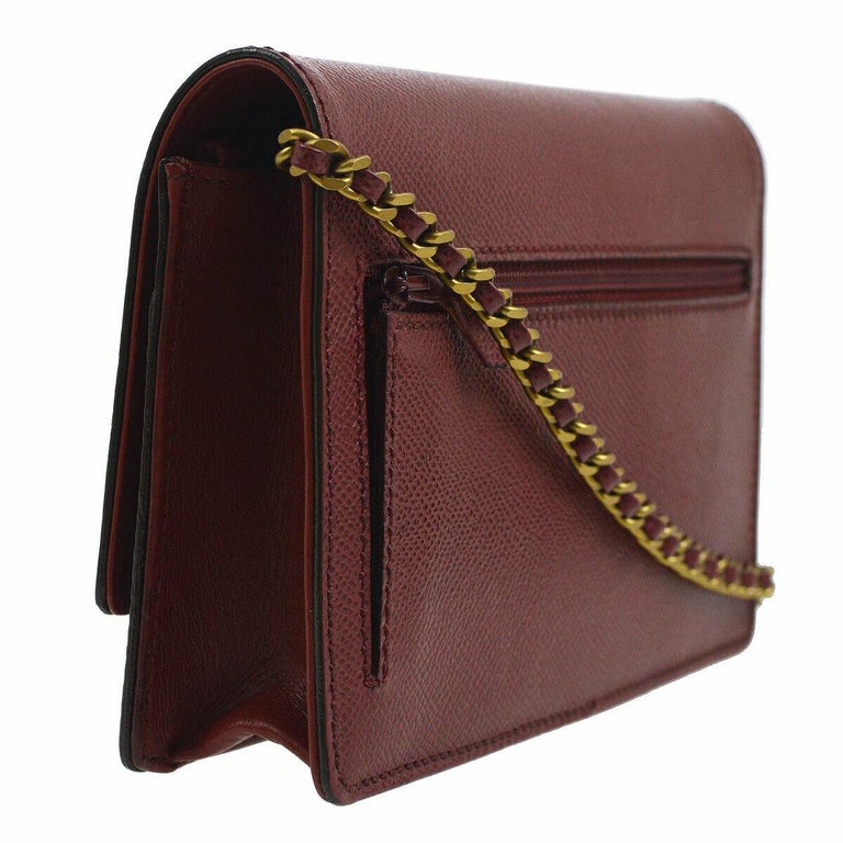Chanel Burgundy Red Leather Gold Wallet on Chain WOC Evening Shoulder ...