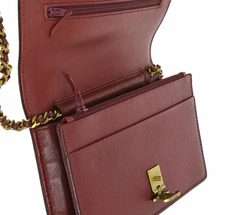 Chanel Burgundy Red Leather Gold Wallet on Chain WOC Evening Shoulder ...