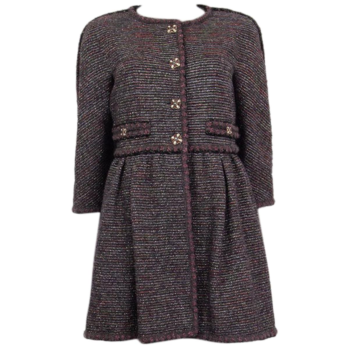 CHANEL burgundy wool 11A PARIS BYZANCE TWEED Coat Jacket 40 M at ...