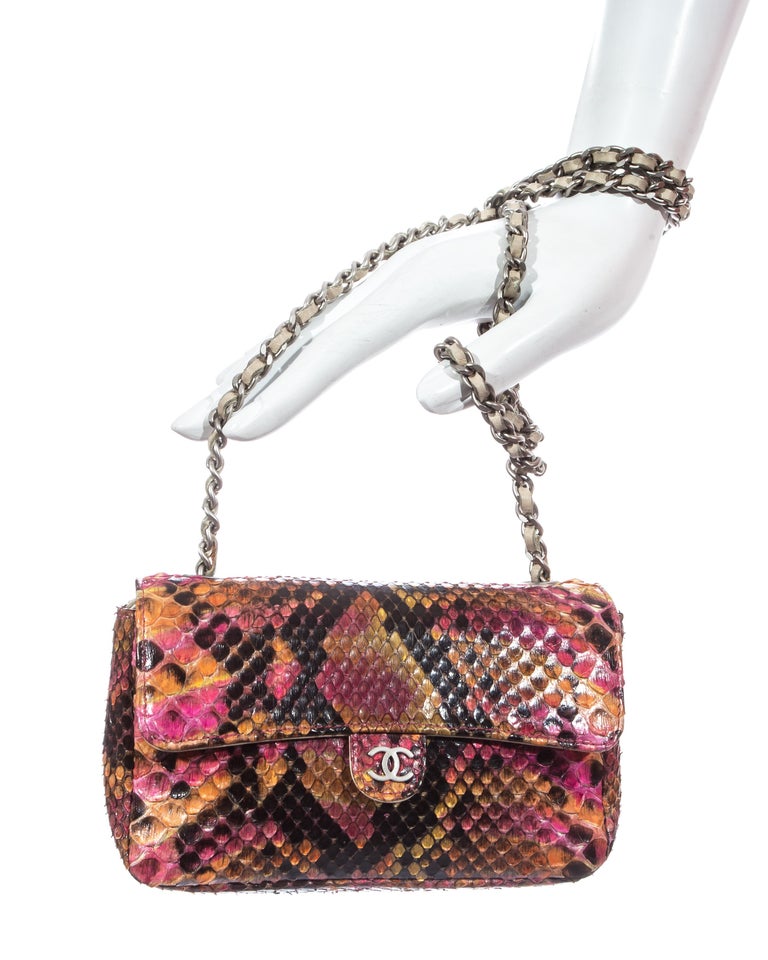 Chanel by Karl Lagerfeld pink python pants with matching mini flap bag, ss 2000 at 1stDibs