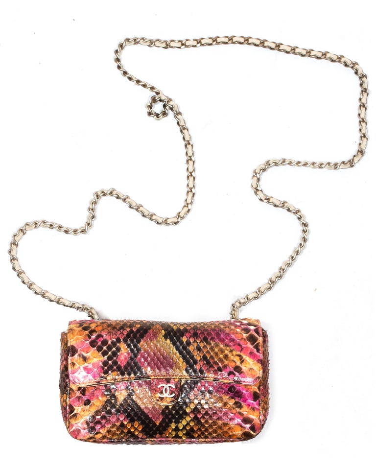 Chanel by Karl Lagerfeld pink python pants with matching mini flap bag, ss 2000 at 1stDibs