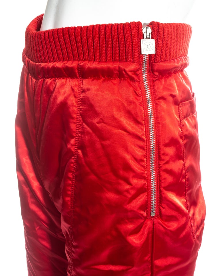 Chanel by Karl Lagerfeld red sport cropped tracksuit, fw 2003 at 1stDibs