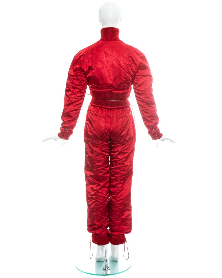 Chanel by Karl Lagerfeld red sport cropped tracksuit, fw 2003 at 1stDibs
