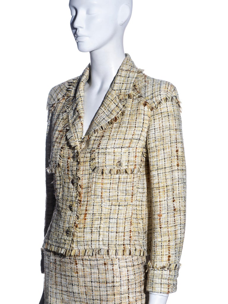 Chanel by Karl Lagerfeld yellow tweed jacket and skirt suit, ss 1998 ...