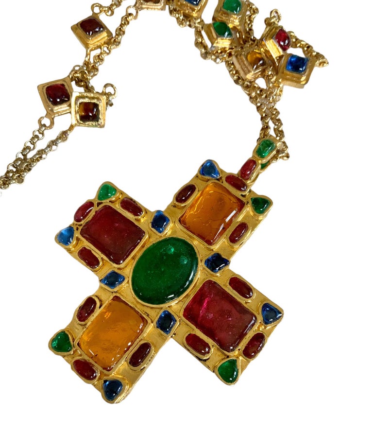Chanel by Victoire de Castellane Stone Cross Pendant Necklace For Sale ...