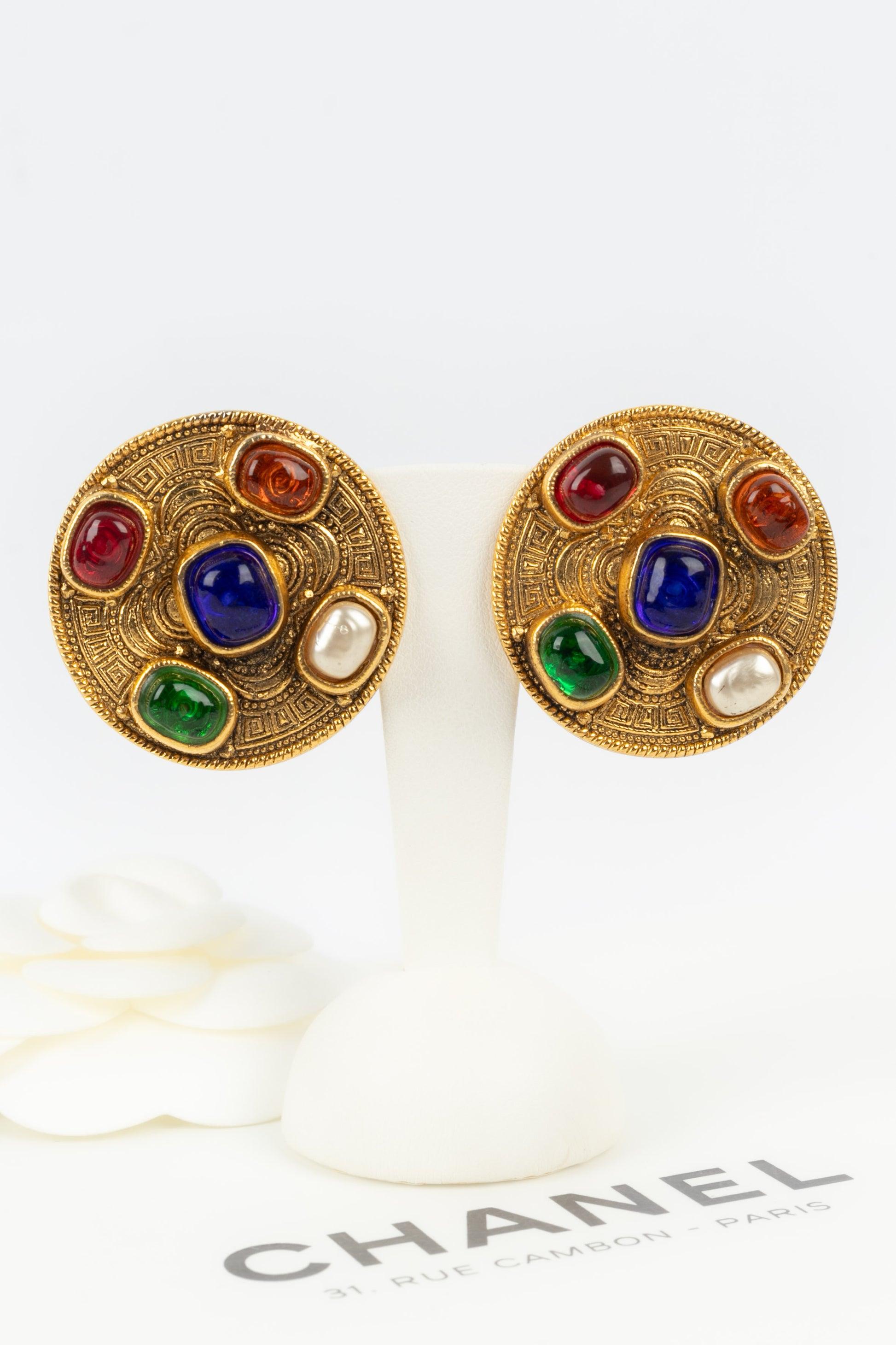Chanel Byzantine Circular Golden Metal Earrings, 1984 For Sale at 1stDibs