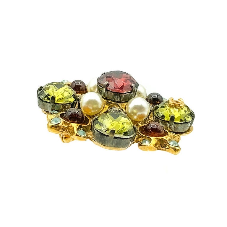 Chanel Byzantine Crystal and Poured Glass CC Brooch 2005 For Sale at ...