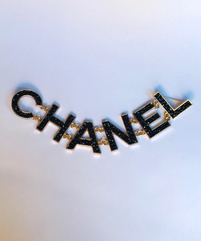 Chanel "C H A N E L" Name in Crystal Letters double Pin, 2019 at 1stDibs