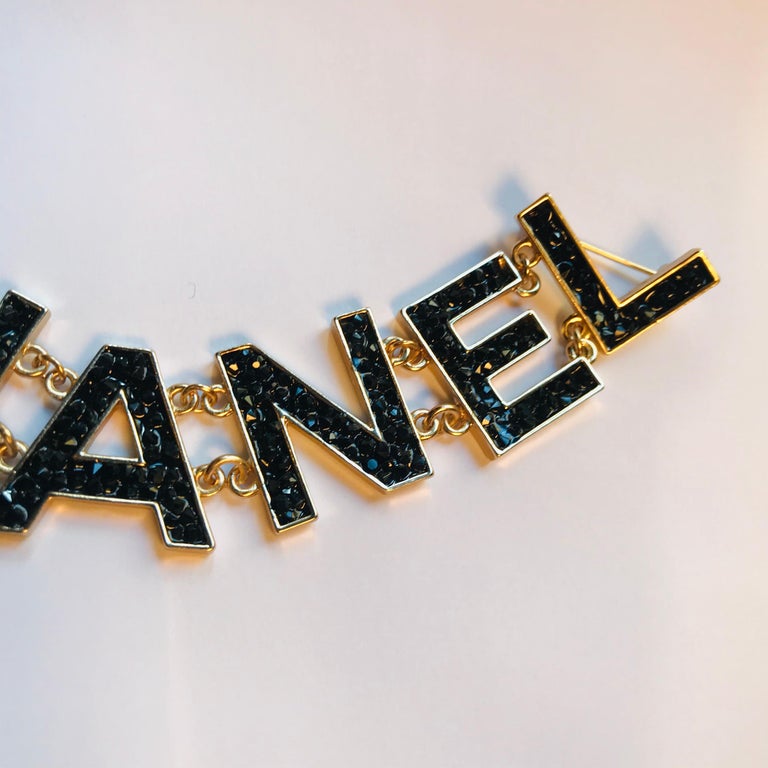 Chanel "C H A N E L" Name in Crystal Letters double Pin, 2019 at 1stDibs