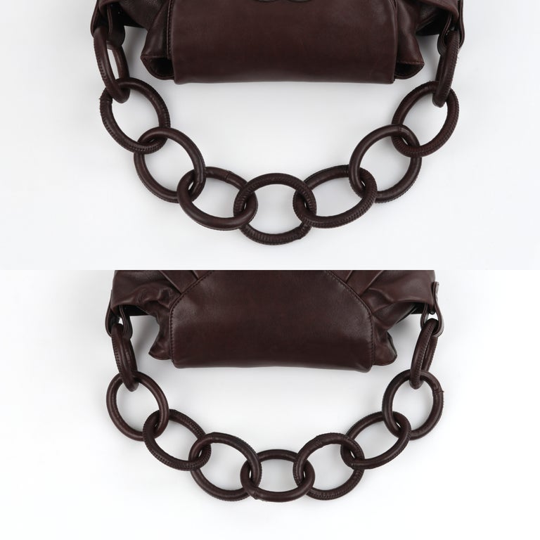 CHANEL c.2004 Hickory Brown Lambskin Leather Pleated Chain-Link ...