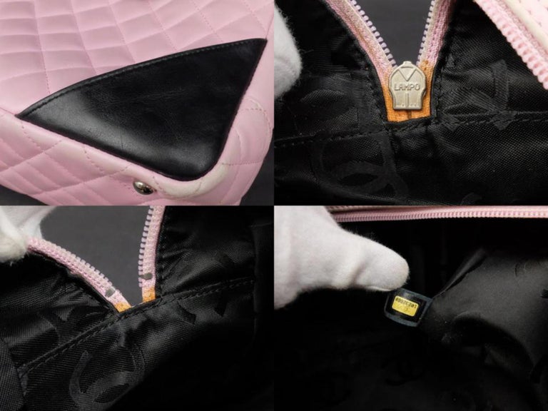 Chanel Cambon Ligne Bowler 227067 Pink X Black Quilted Leather Shoulder ...
