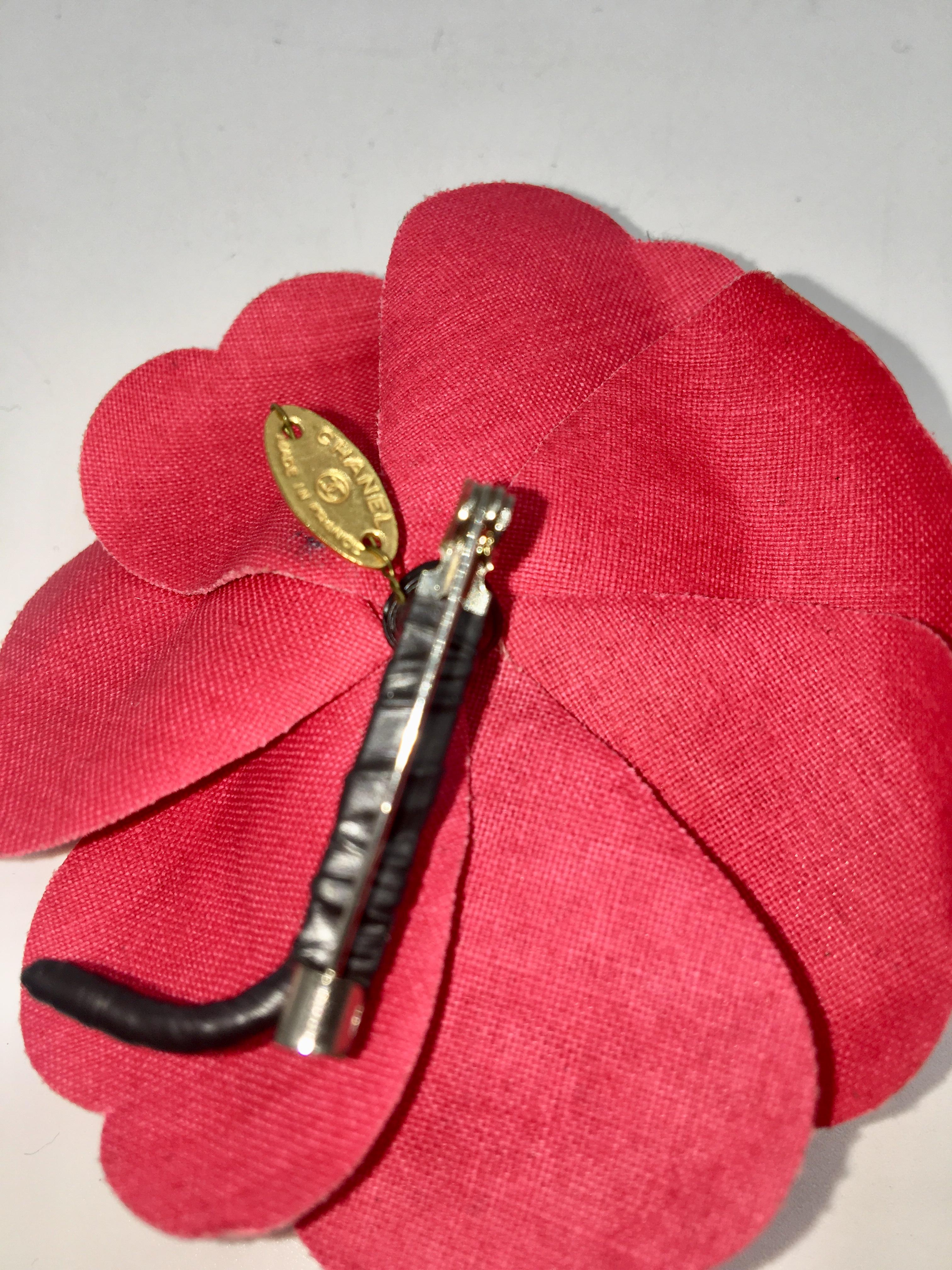 Chanel Camelia Red brooch at 1stDibs