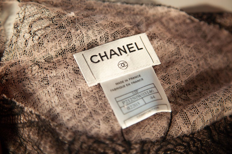 2000s Chanel Camellia Chantilly Lace Top with Ruffle Cravat For Sale at ...