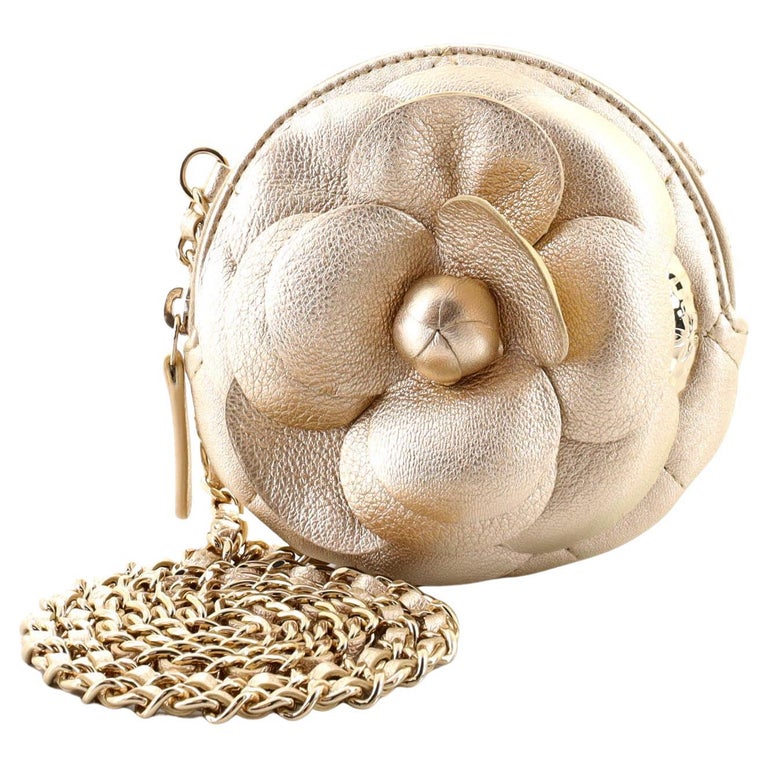 Chanel Camellia Round Clutch with Chain Lambskin at 1stDibs