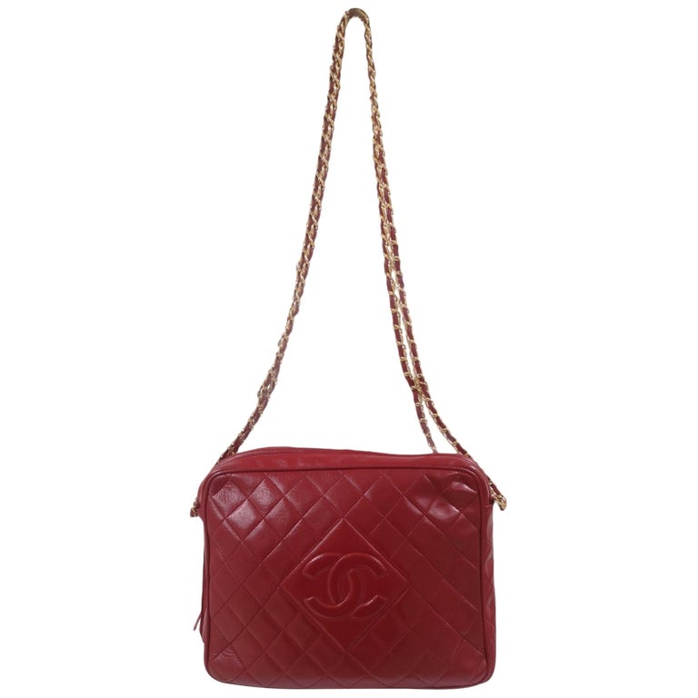 Chanel Camera bag red leather gold tone chain shoulder bag For Sale at ...