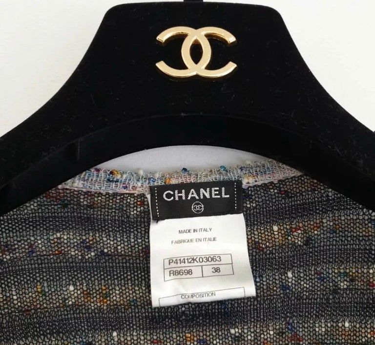 Chanel Candy Striped Boucle Cardigan at 1stDibs