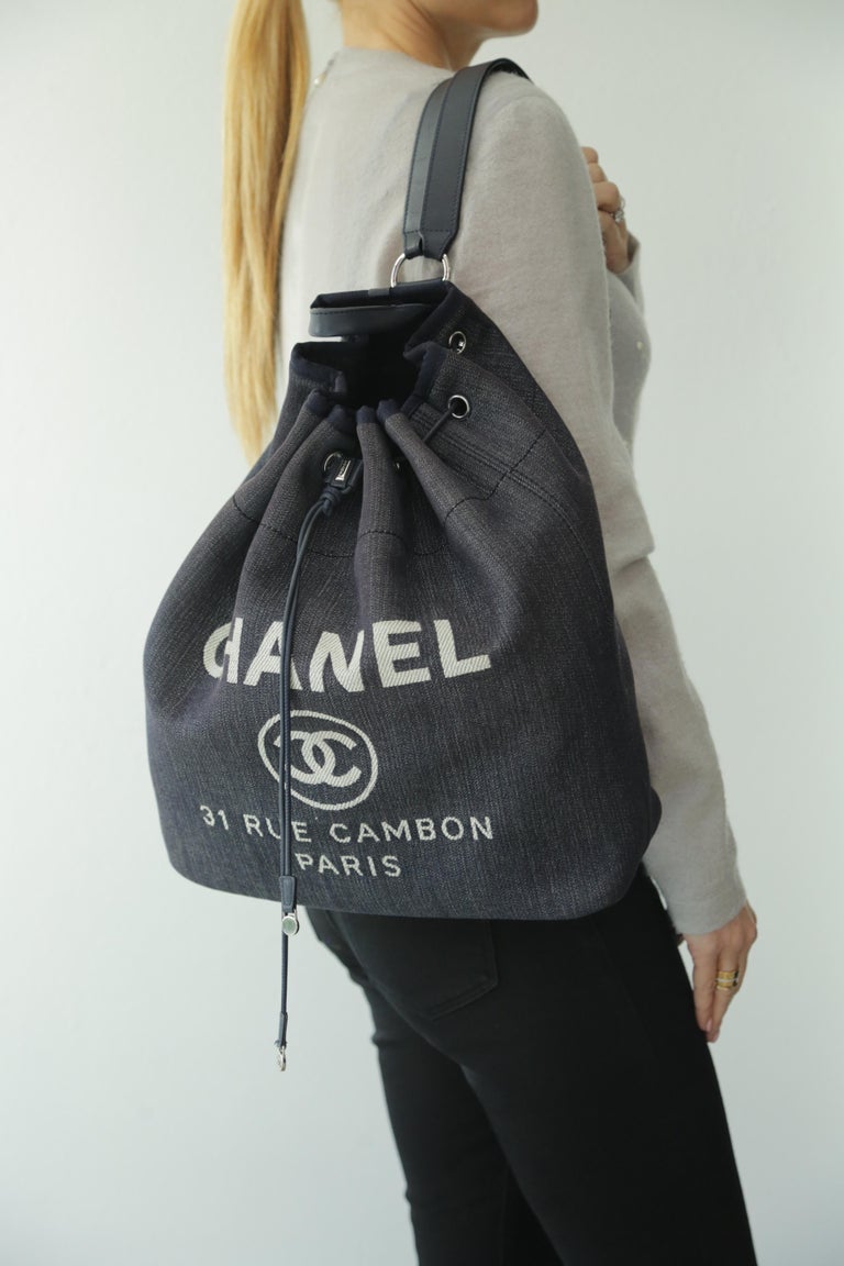 CHANEL Canvas Large Deauville Backpack Denim Blue For Sale at 1stDibs ...