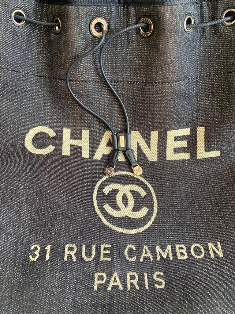 CHANEL Canvas Large Deauville Backpack Denim Blue For Sale at 1stDibs ...