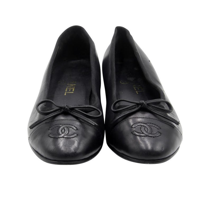 Chanel Cap-Toe 36 Leather CC Ballet Flats CC-0203N-0005 For Sale at 1stDibs