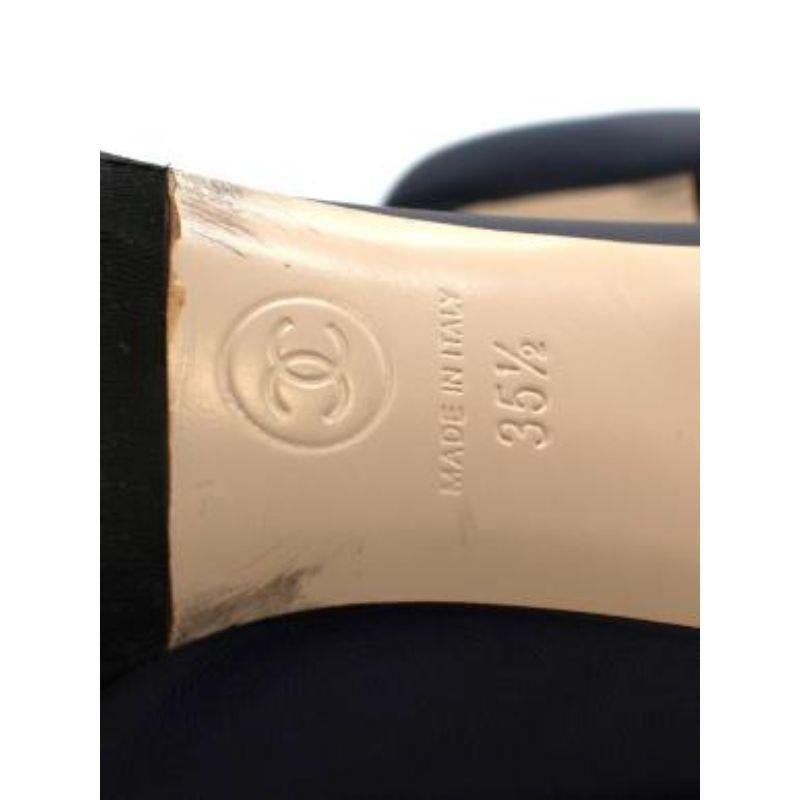 Chanel Cap Toe Navy Blue Leather Pumps For Sale at 1stDibs