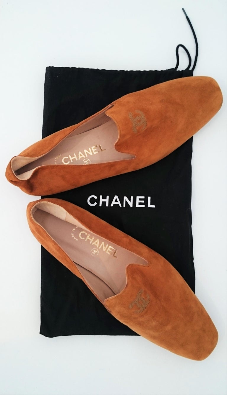Chanel Caramel/Camel Color Suede Ballerine flats - NEW. Size 40 1/2 at ...