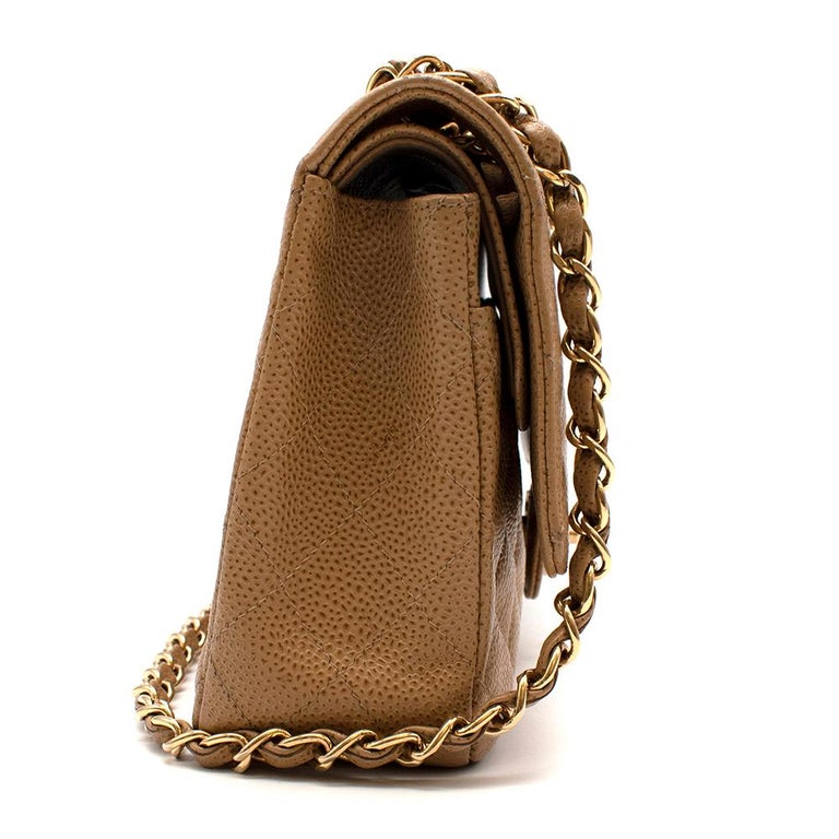 Chanel Caramel Caviar Leather Vintage Quilted Classic Double Flap at ...