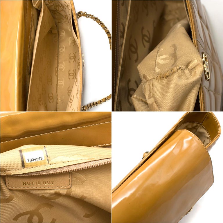 Chanel Caramel Quilted Patent Leather Shoulder Bag at 1stDibs