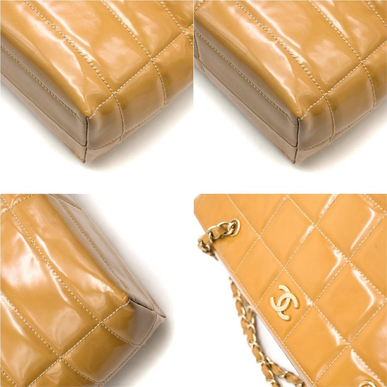 Chanel Caramel Quilted Patent Leather Shoulder Bag at 1stDibs