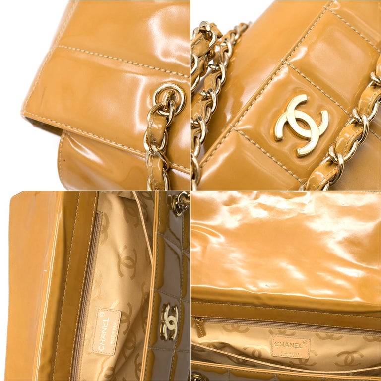 Chanel Caramel Quilted Patent Leather Shoulder Bag at 1stDibs