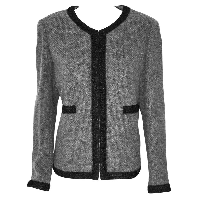 Chanel Cashmere and Alpaca Grey W/ Black Silk Ribbon Trim 2010 Fall ...