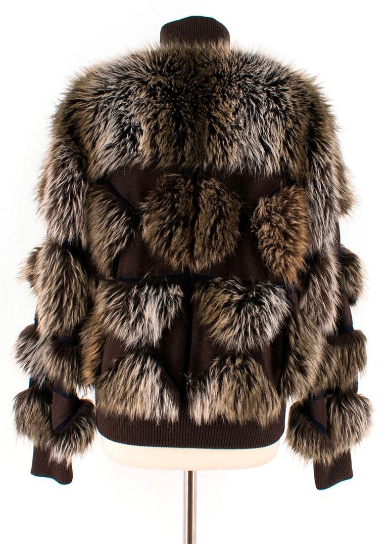 Chanel Cashmere Faux Fur Bomber Jacket US 8 For Sale at 1stDibs ...