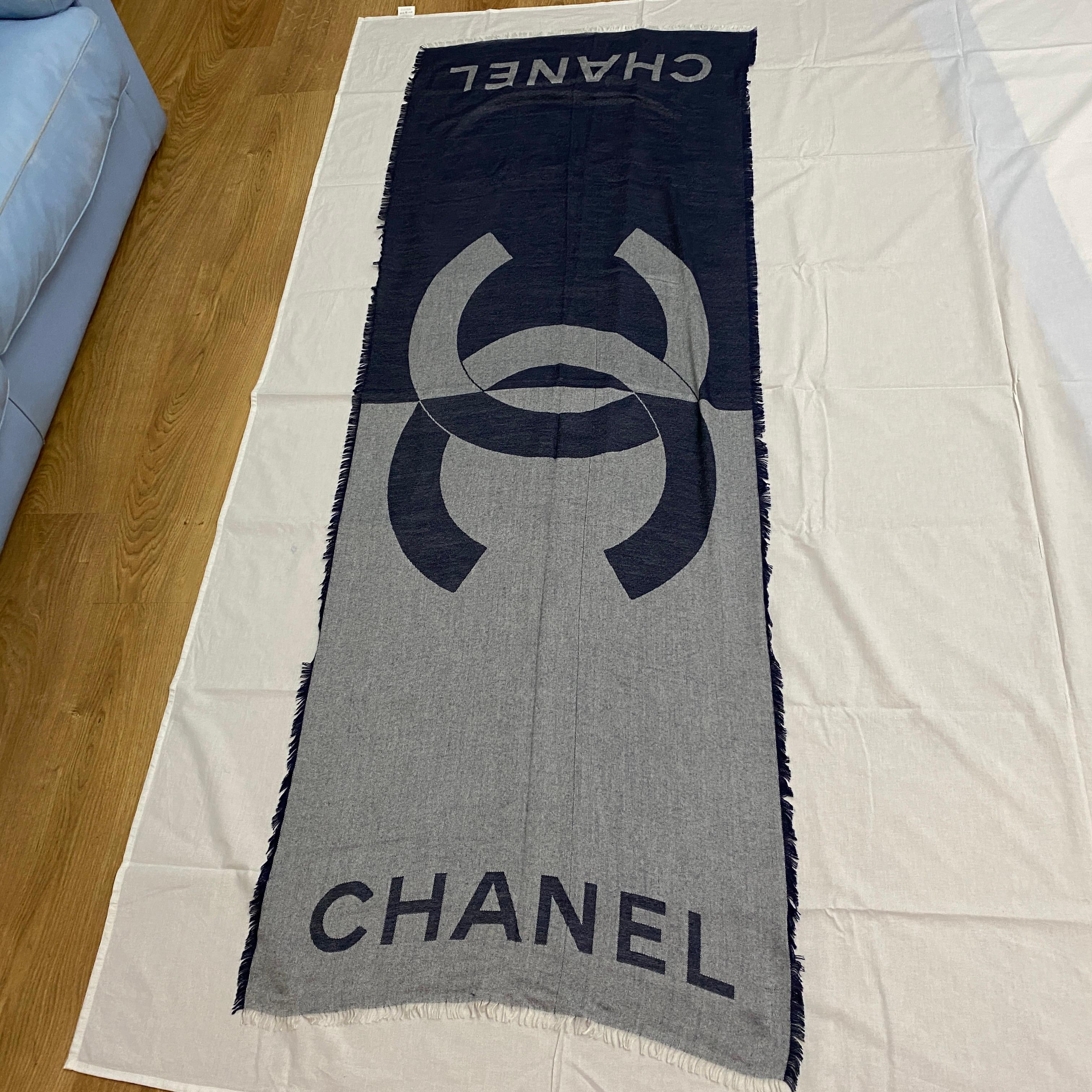 Blue and Gray Cashmere and Silk Scarf by Chanel at 1stDibs | chanel ...