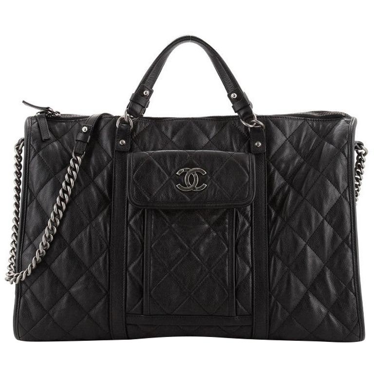 Chanel Casual Riviera Bowling Bag Quilted Calfskin Large at 1stDibs