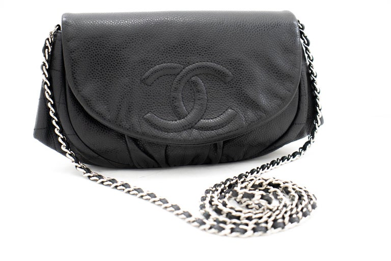 CHANEL Caviar Half Moon WOC Black Wallet On Chain Shoulder Bag at 1stDibs