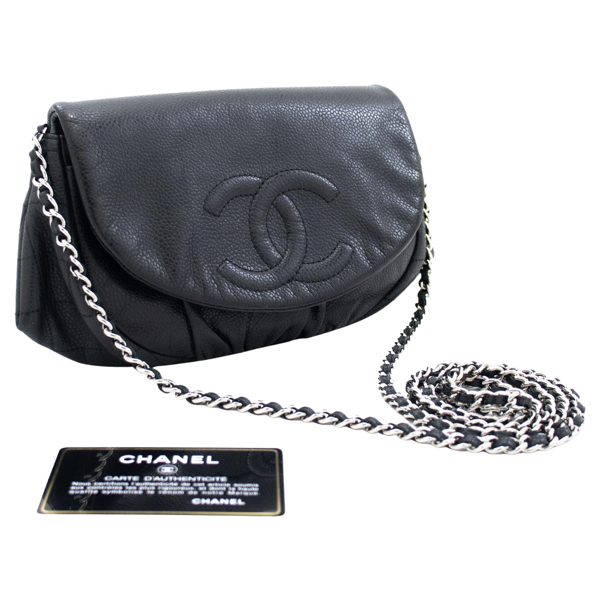 CHANEL Caviar Half Moon WOC Black Wallet On Chain Handbag For Sale at ...